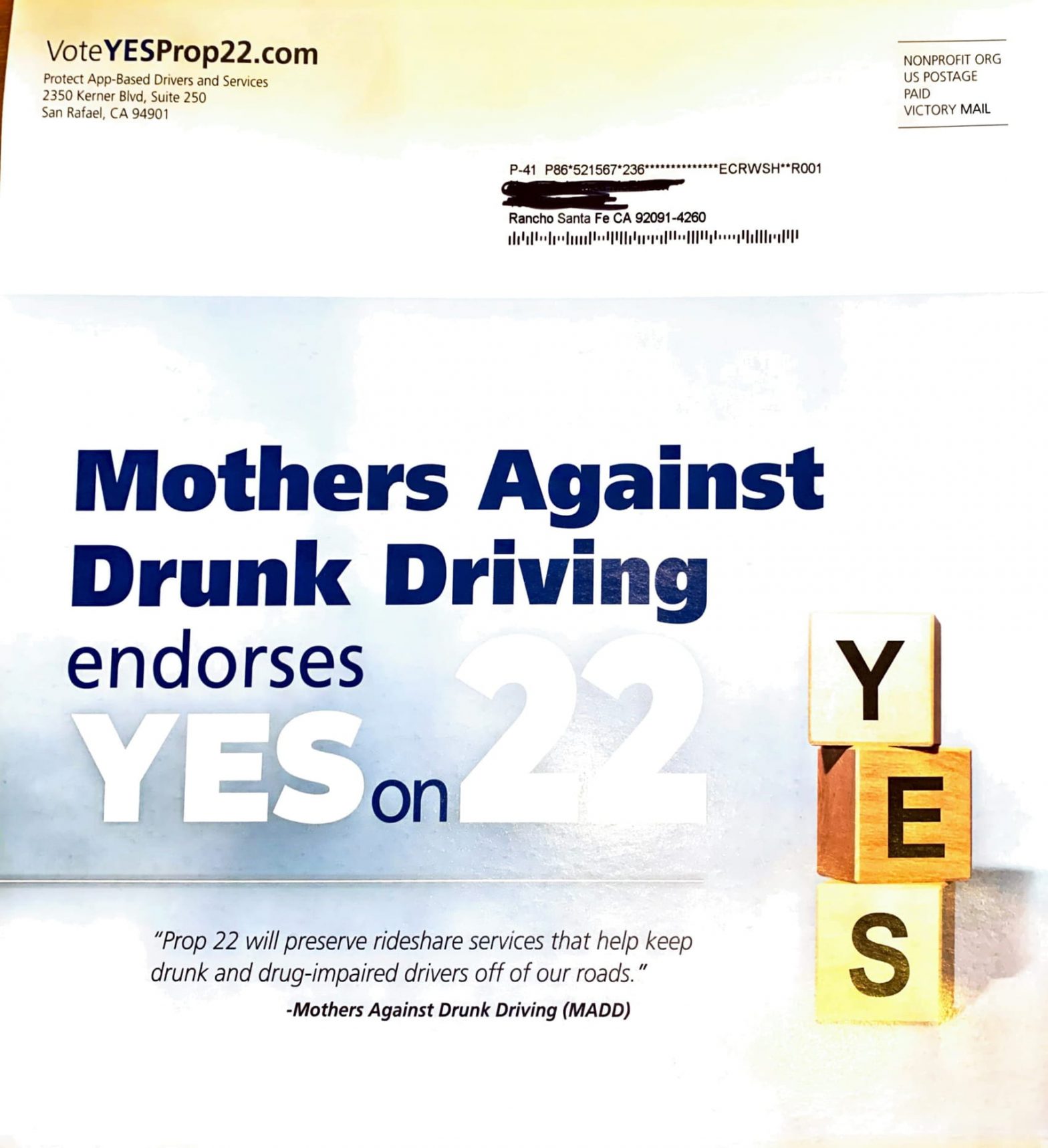 MADD for Prop 22 – Political Propaganda